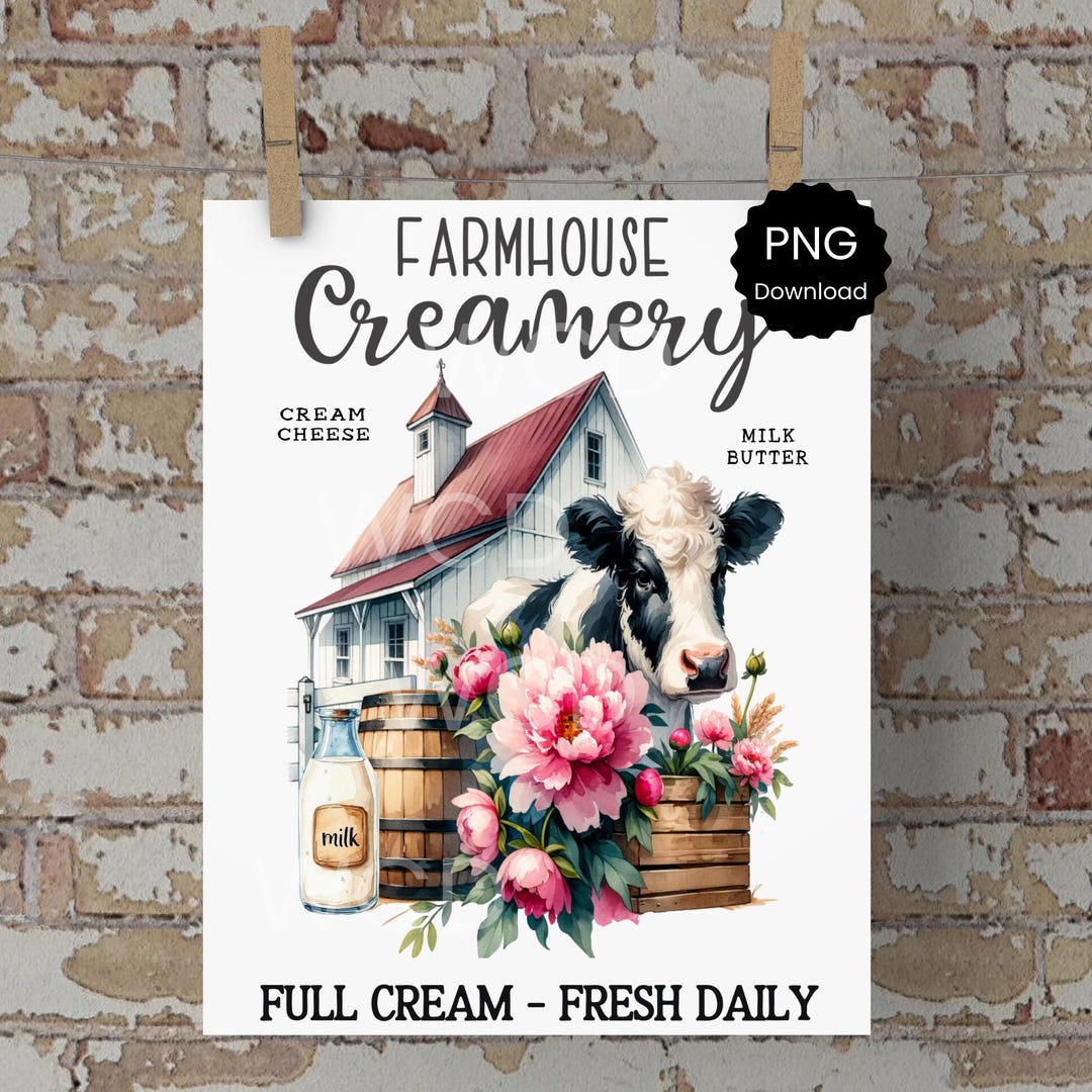 Farmhouse Cow Transfer Sublimation PNG Commercial Use (digital Print ...