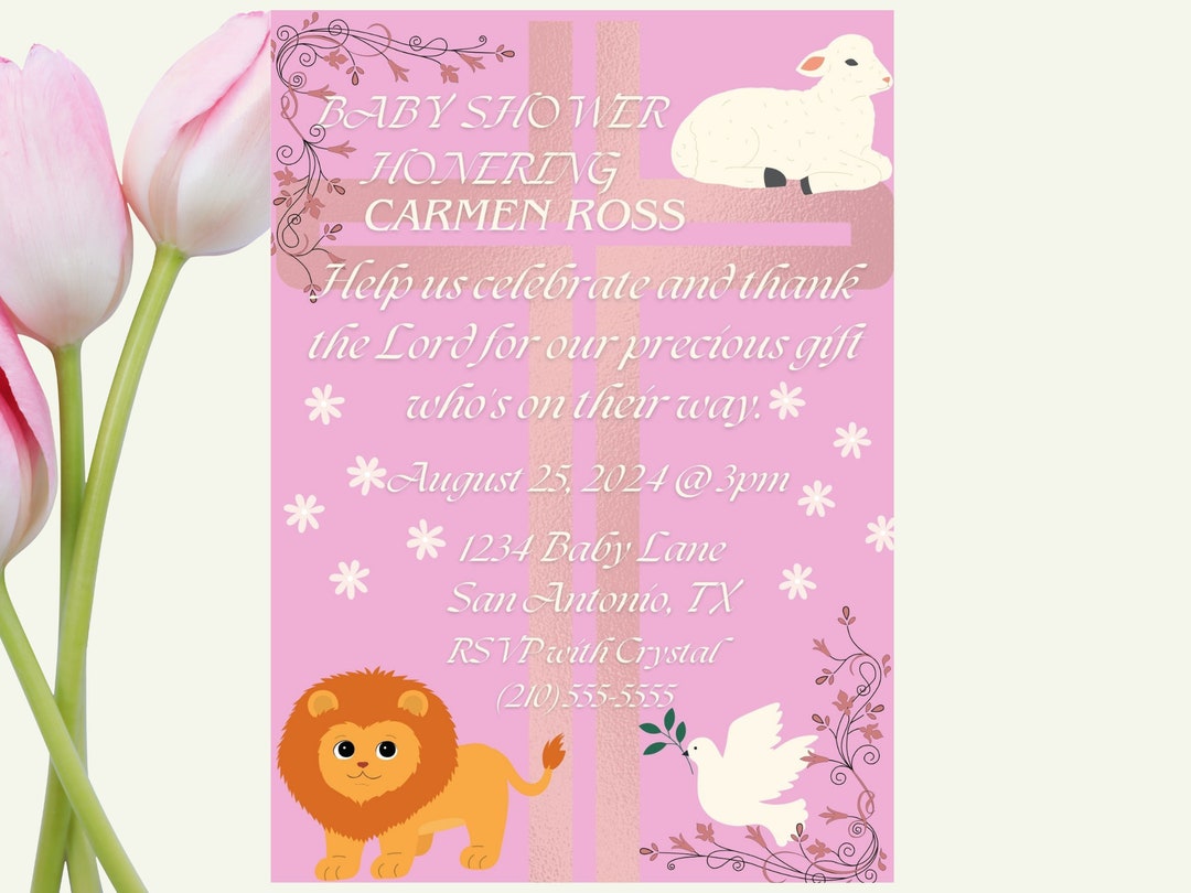 Girl Baby Shower Invitation, Christian Baby Shower Invitation, Lamb ...