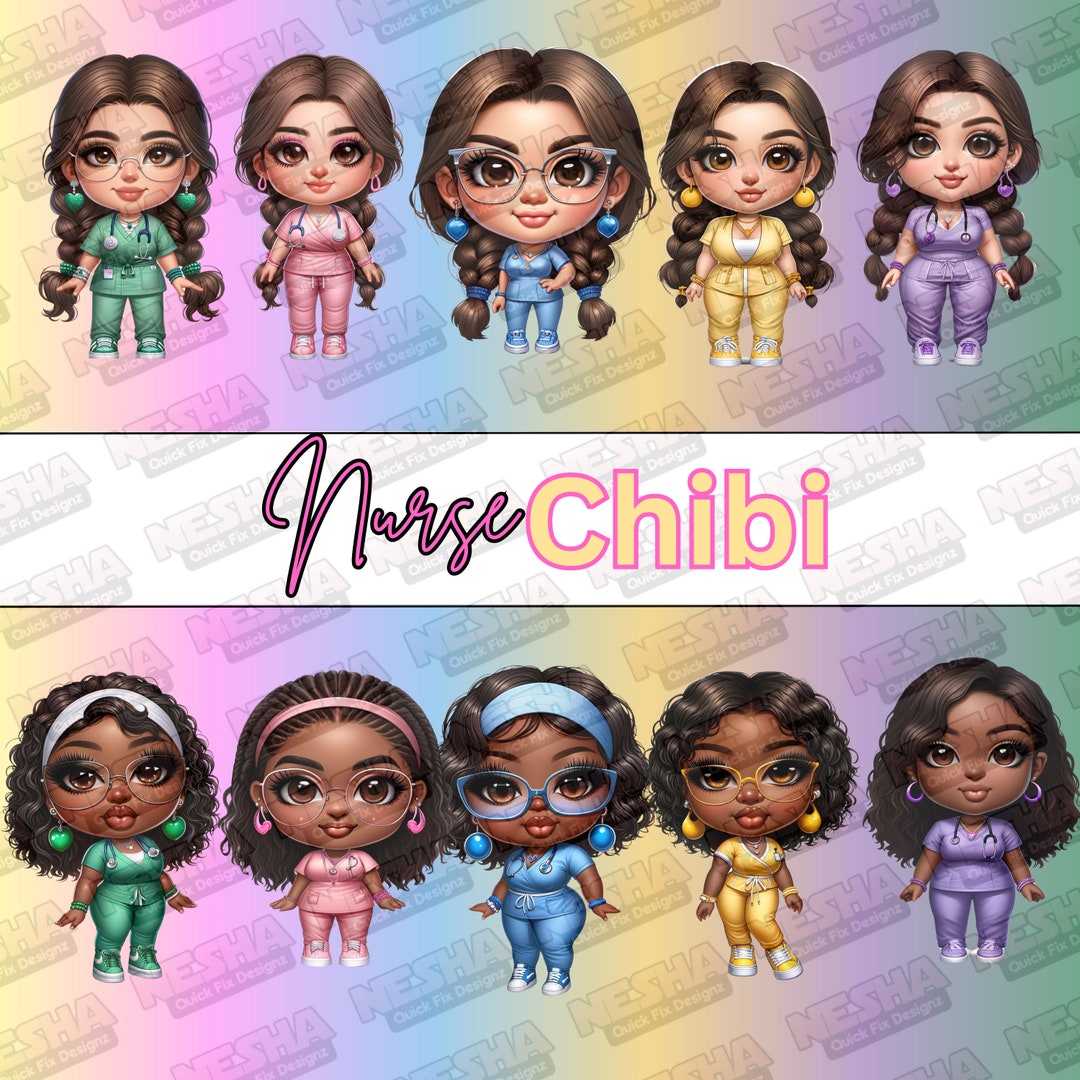 Chibi Nurse Clipart PNG | Medical Sublimation Designs - Etsy