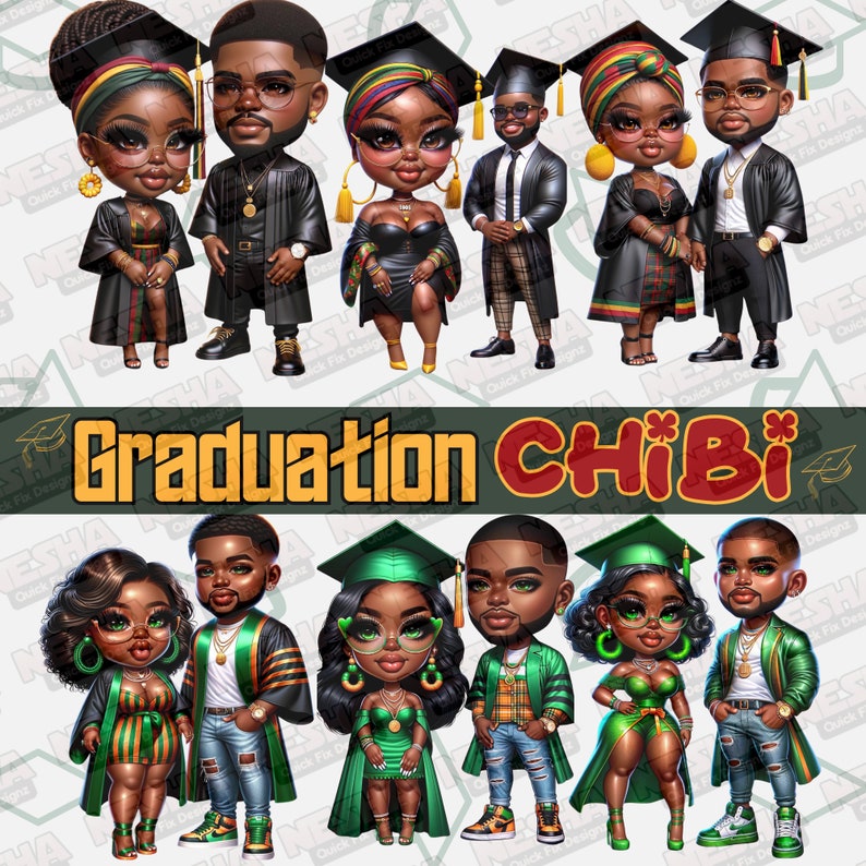 Graduation Chibi, Chibi Clipart, Chibi Bundle, Chibi Png, Chibi Svg ...