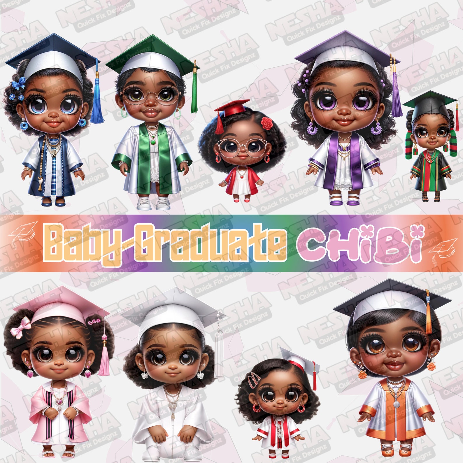 Graduation Chibi, Chibi Clipart, Chibi Bundle, Chibi PNG, Chibi SVG ...