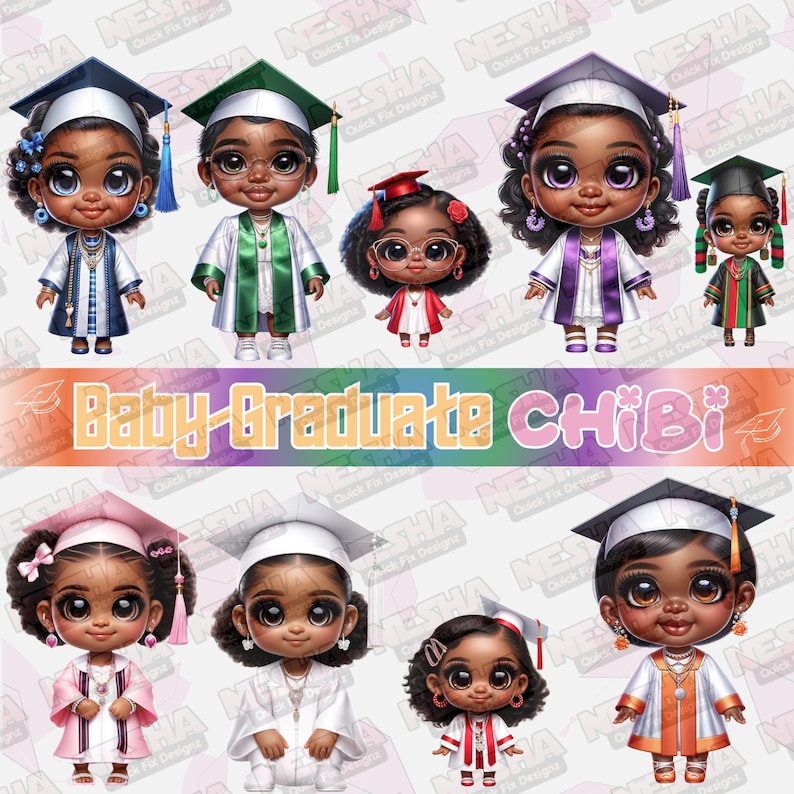 Graduation Chibi, Chibi Clipart, Chibi Bundle, Chibi PNG, Chibi SVG ...
