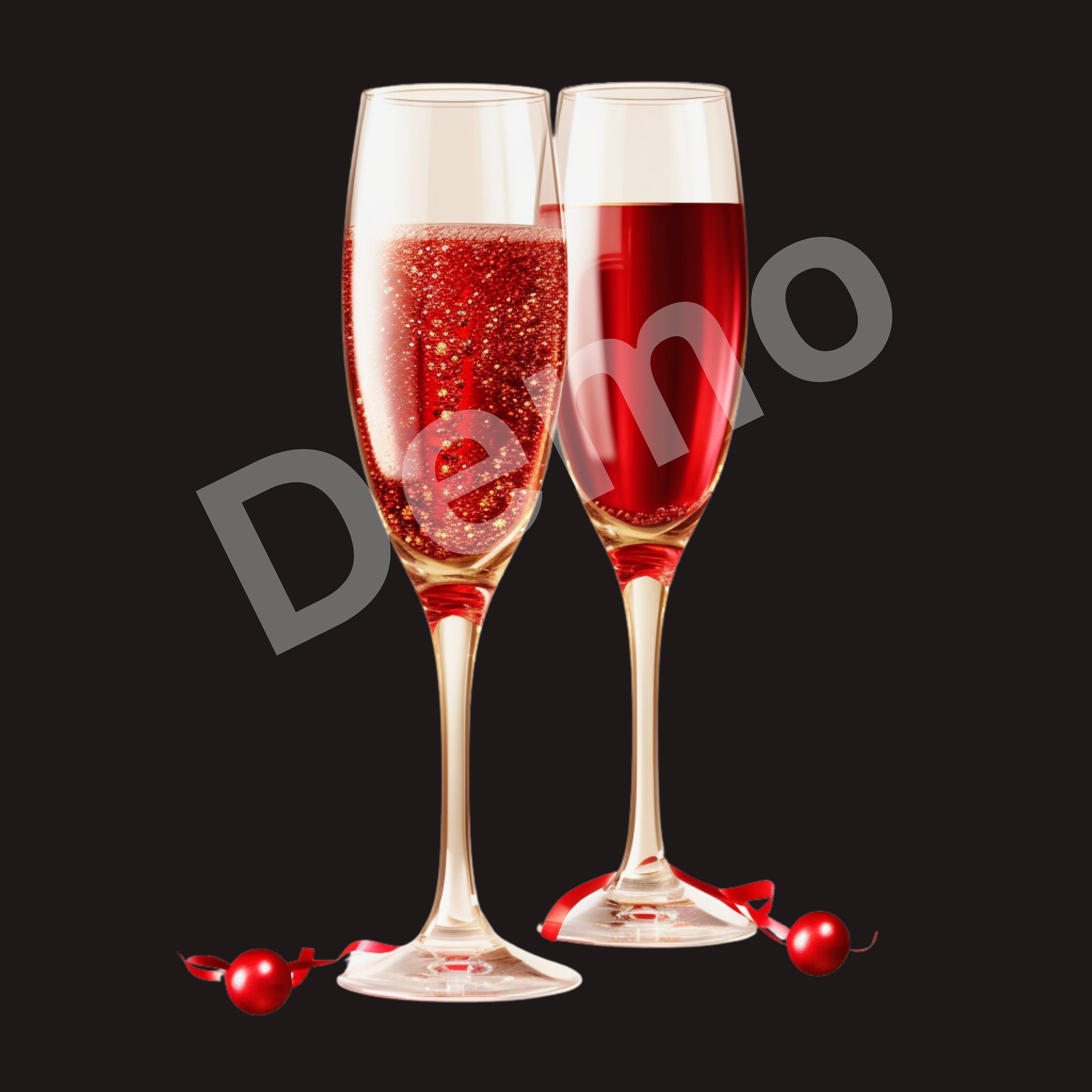 NQFD Christmas Wine Glass Clipart - Etsy
