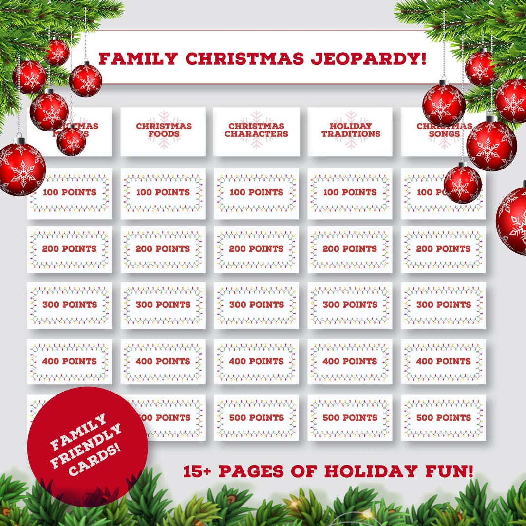 Christmas Jeopardy Game, Printable Trivia, Holiday Party (PDF) - Etsy