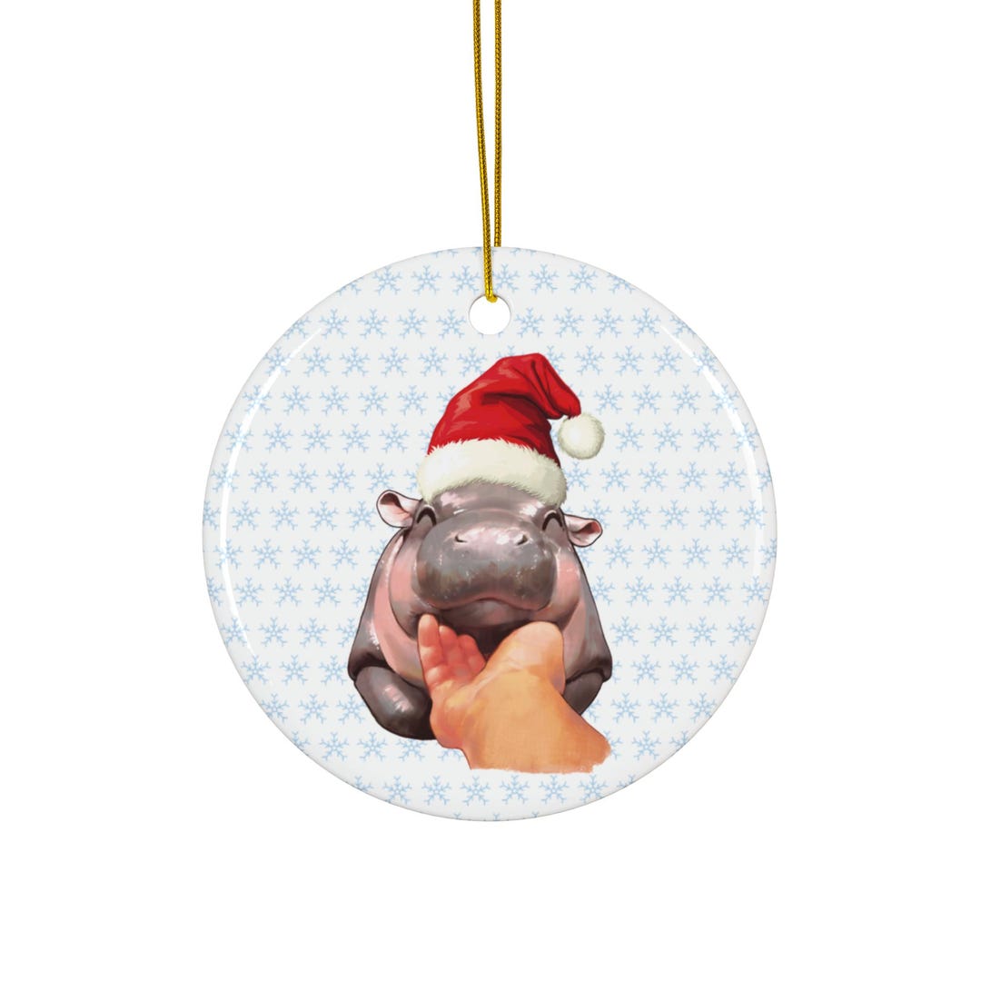 Moo Deng the Hippo Christmas Ornament, 3x3 Ceramic Ornament, Cute ...