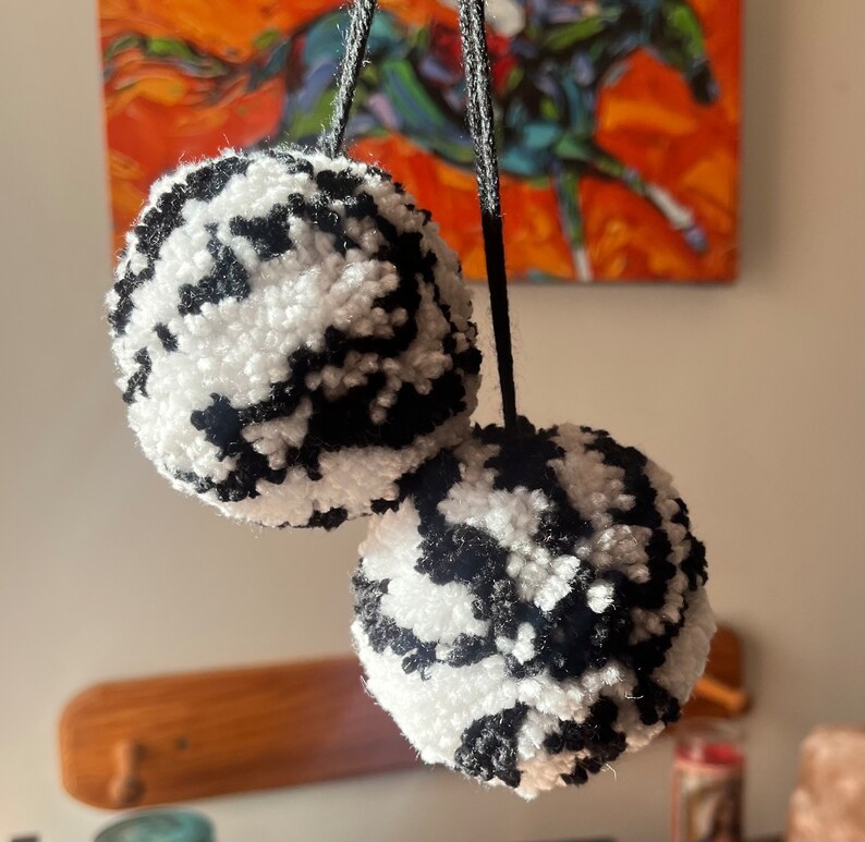 Pom Poms Black and White Medium Size - Etsy