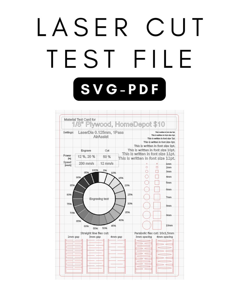 Lightburn Material Test Fichiers découpés au laser Gravure - Etsy France