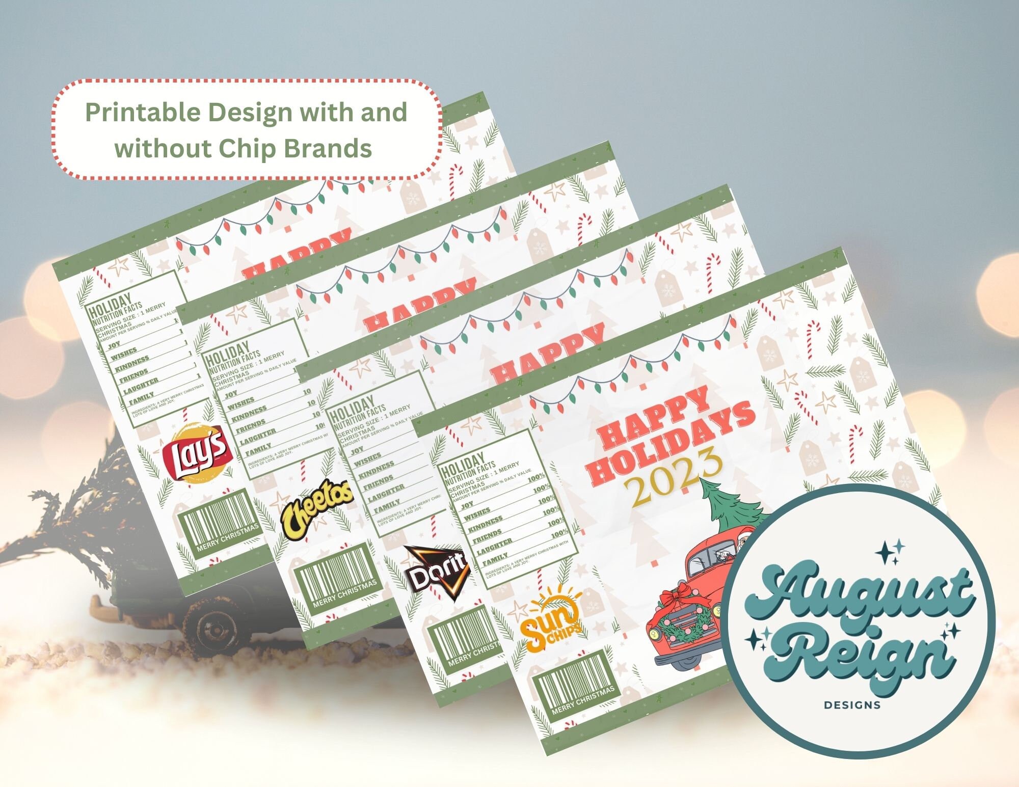 Christmas Chip Bag Wrapper| Printable Holiday Party Favor Treats| Cute ...