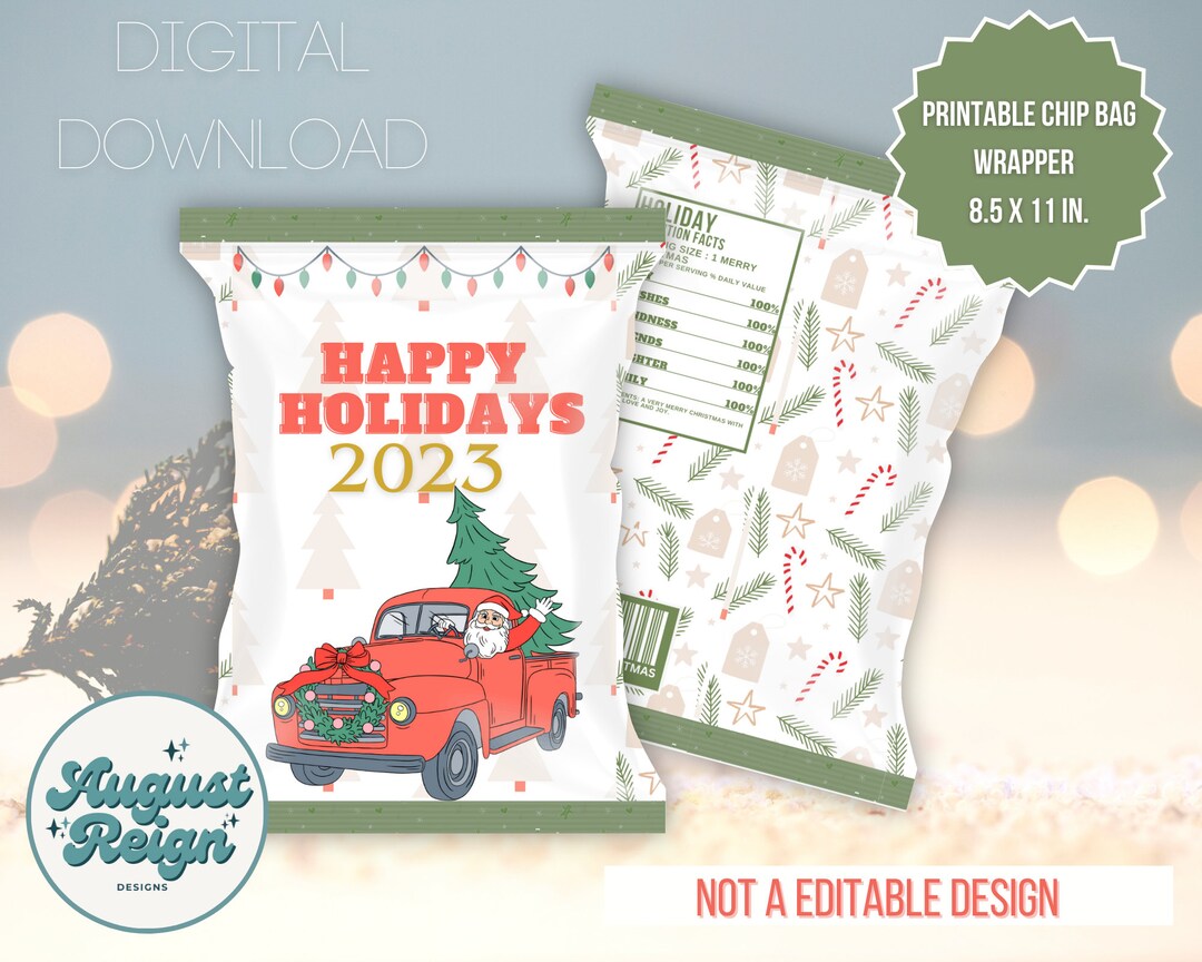 Christmas Chip Bag Wrapper| Printable Holiday Party Favor Treats| Cute ...