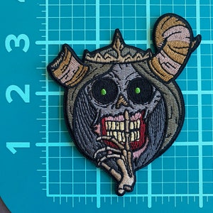 3.5 Lich King Iron on Patch for Denim Jacket Adventure Horned Skull ...