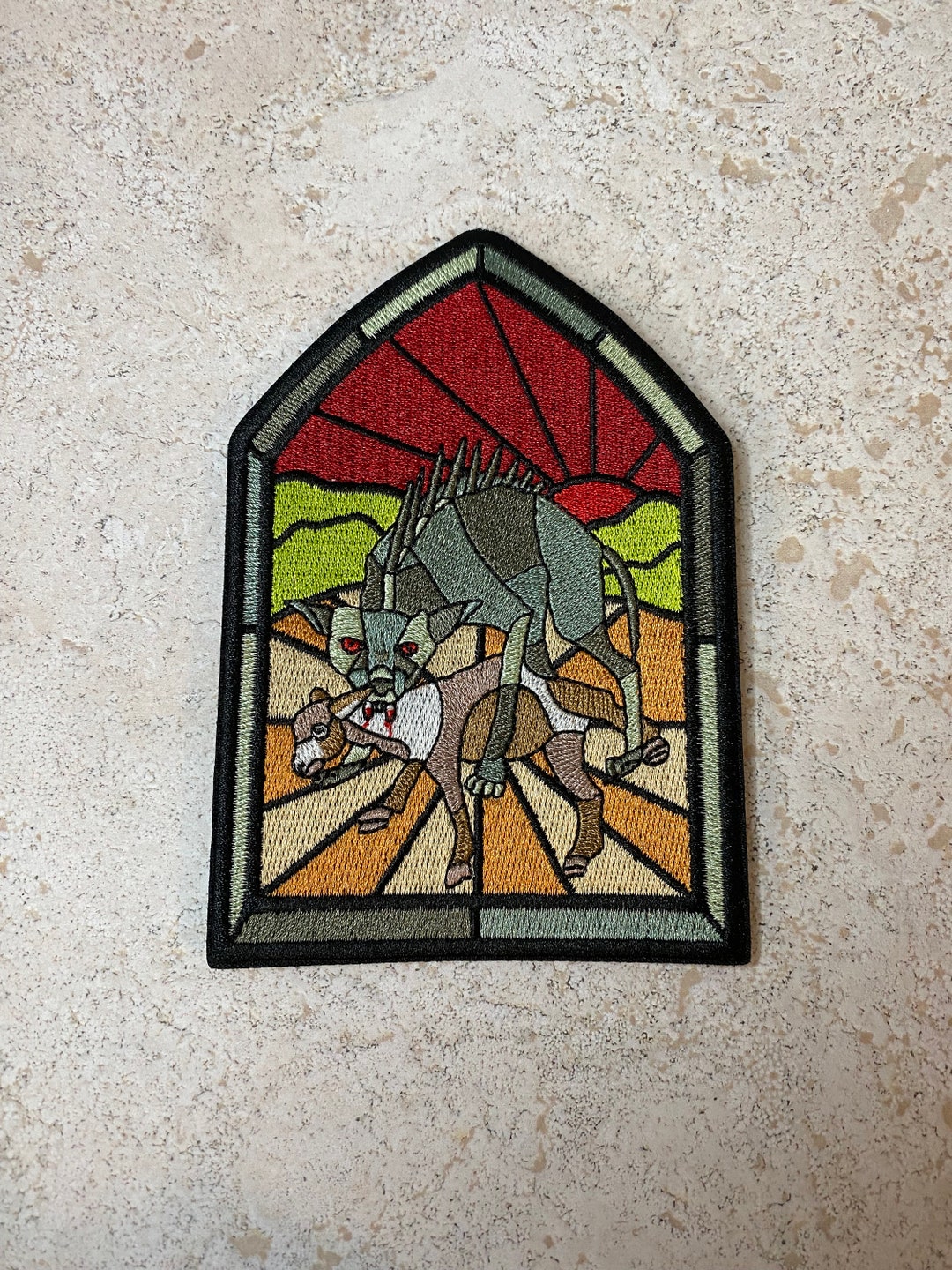 5” Chupacabra Stained Glass Iron on Patch for Denim Jacket Cryptid ...