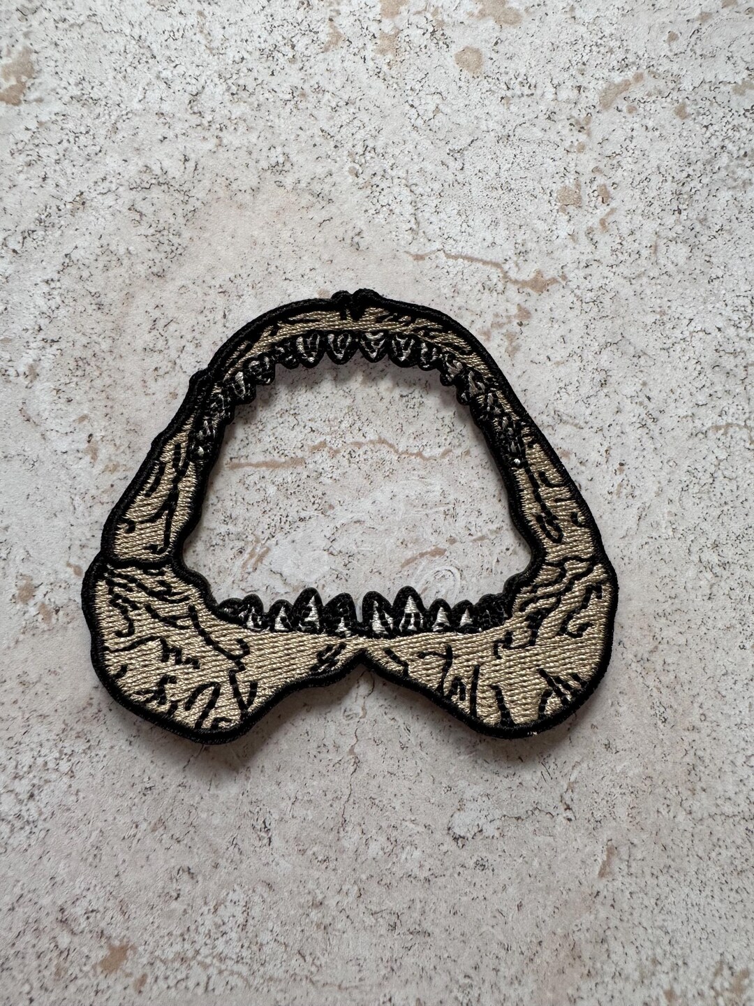 3” Shark Jaws Embroidered Iron on Patch for Denim Jacket Back Patch for Battle Jacket Fossil ...