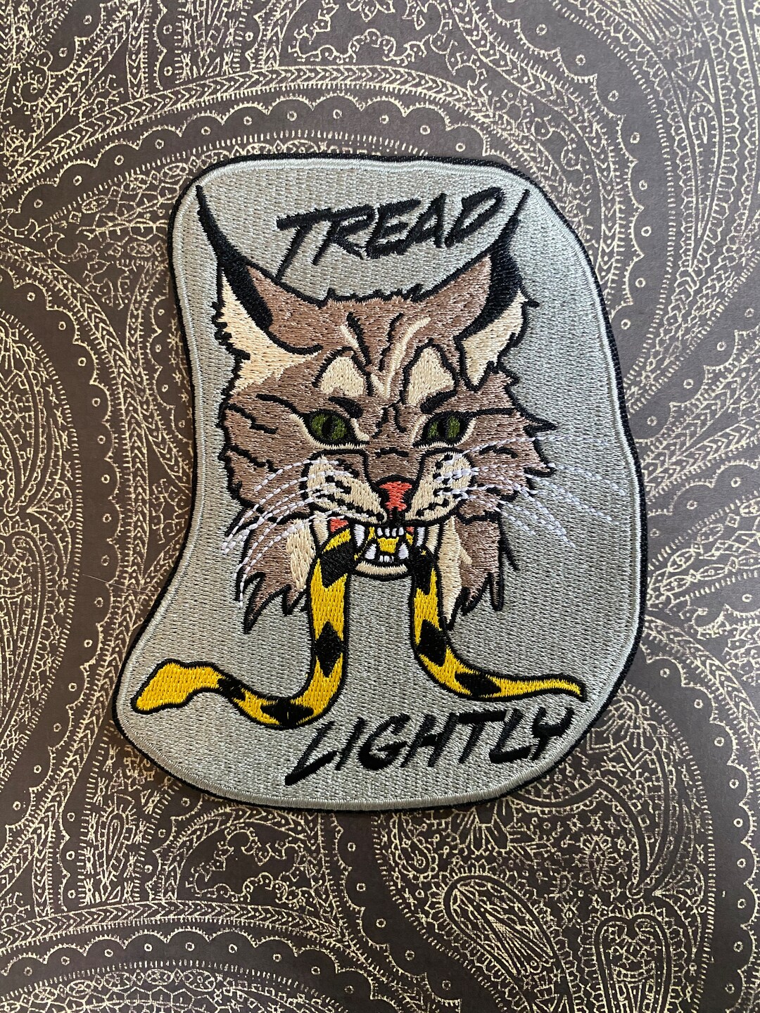 5” Bobcat Iron on Patch Tread Lightly Punk Liberal Embroidered Gift for ...