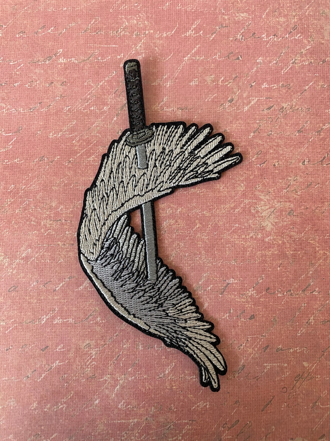 5” Angel Wings Nail Sword Embroidered Iron on Patch for CSM Anime Manga ...