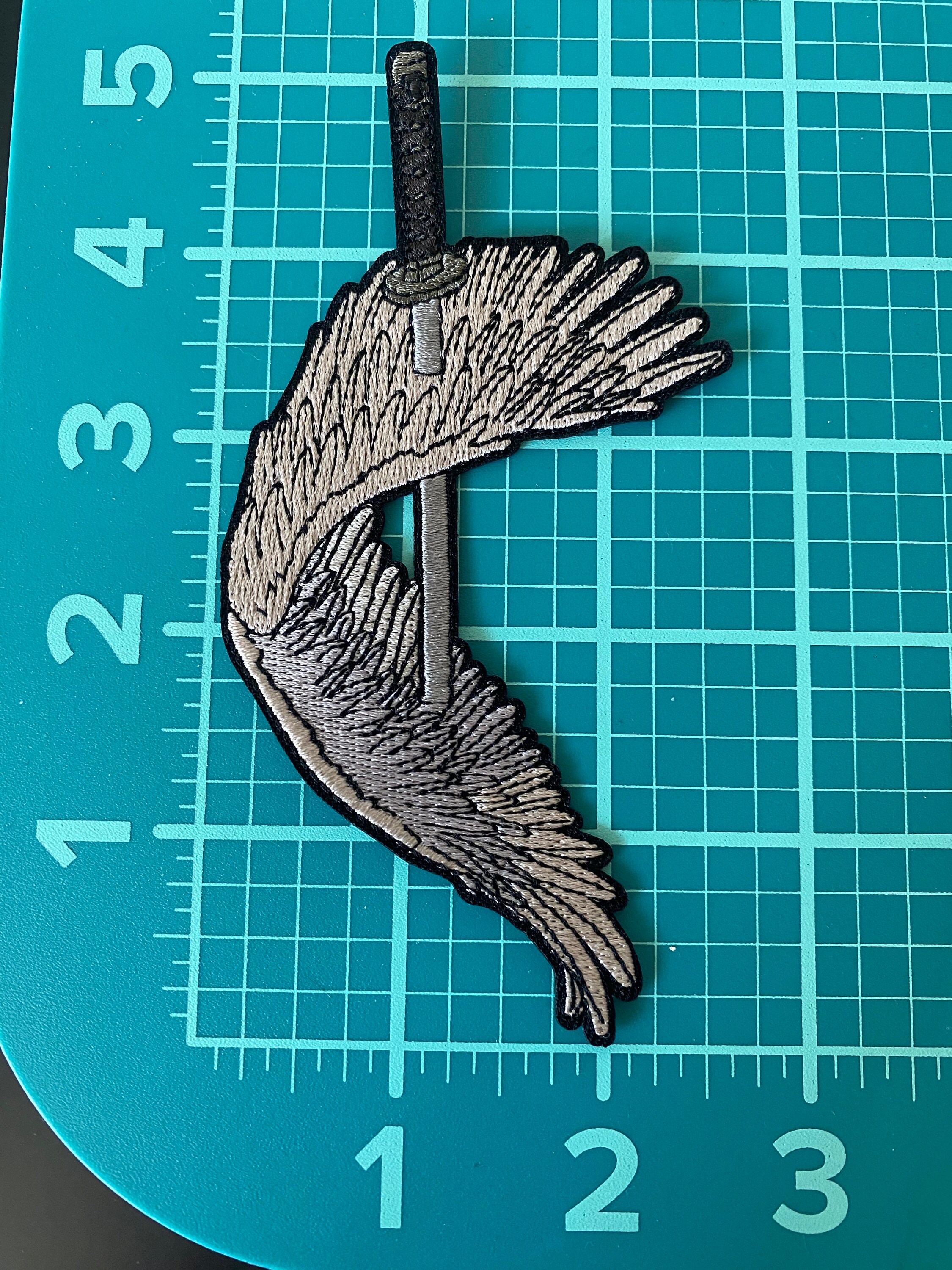 5 Angel Wings Nail Sword Embroidered Iron on Patch for CSM Anime Manga ...