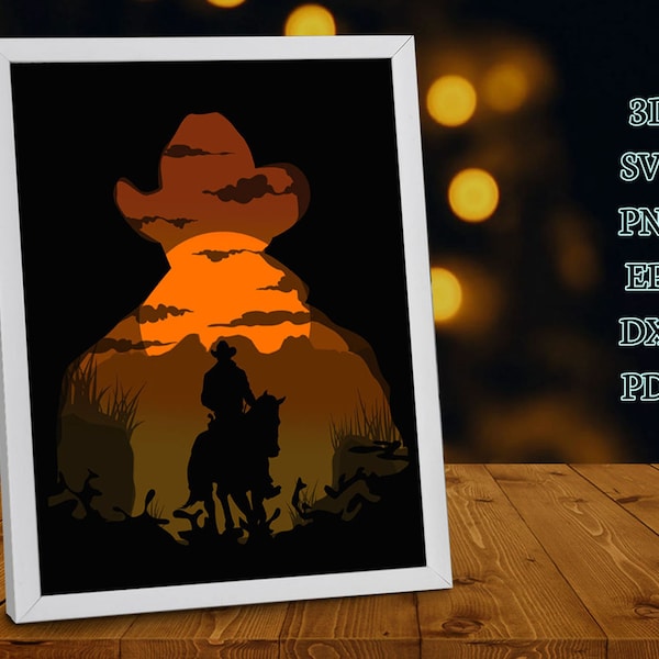 Cowboy Sunset Svg - Etsy