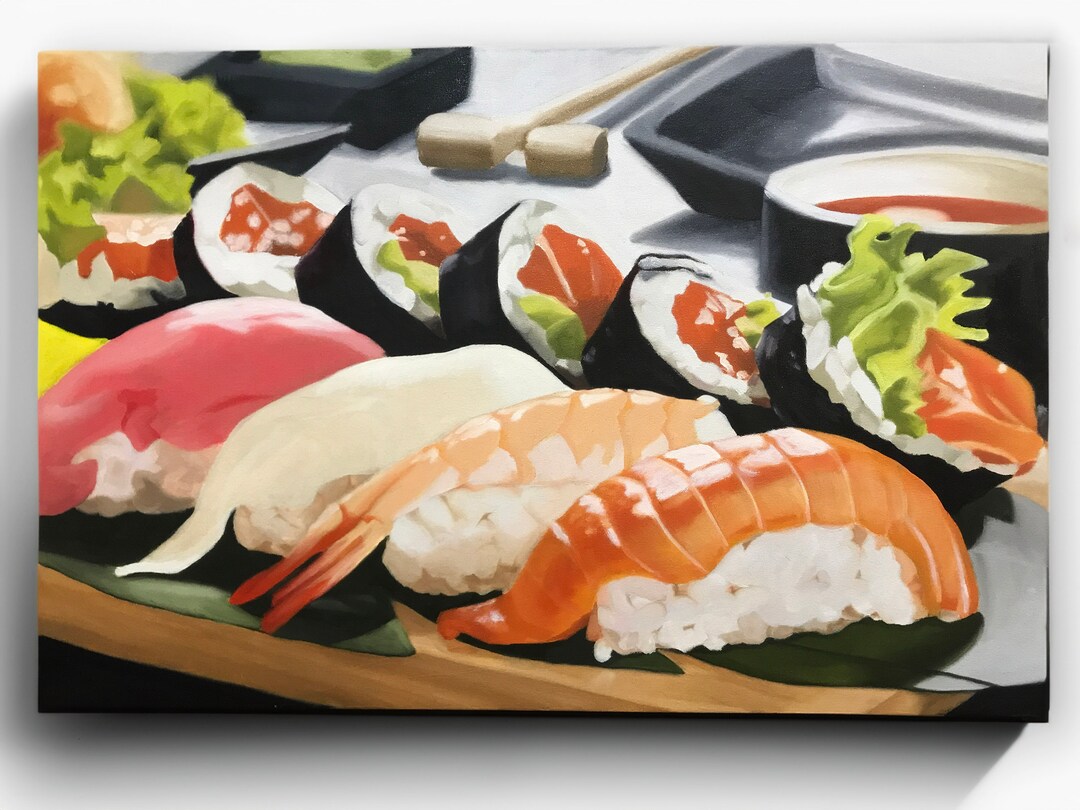 Photorealistic Sushi Oil Painting - Realistic Japanese Cuisine Art ...