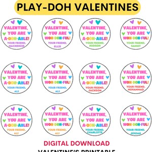 Play-doh Valentine's Day Card, Printable Gift Tag, Kids Classroom ...
