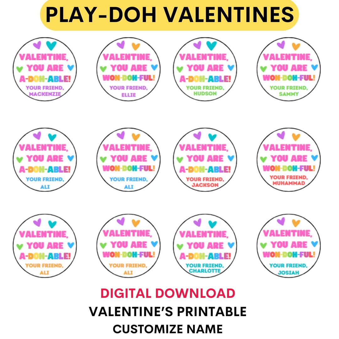 Play-doh Valentine's Day Card, Printable Gift Tag, Kids Classroom ...