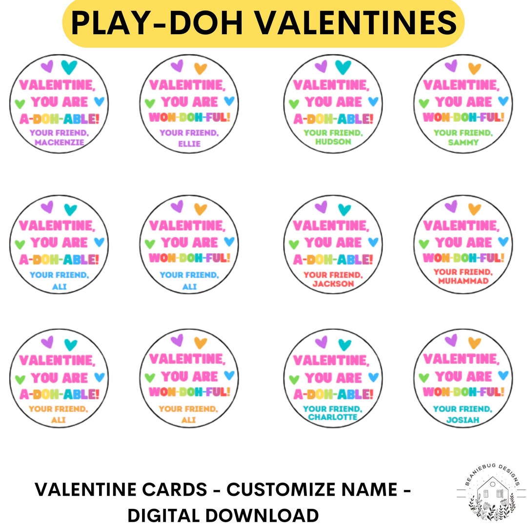 Play-doh Valentine's Day Card Printable Gift Tag Kids - Etsy