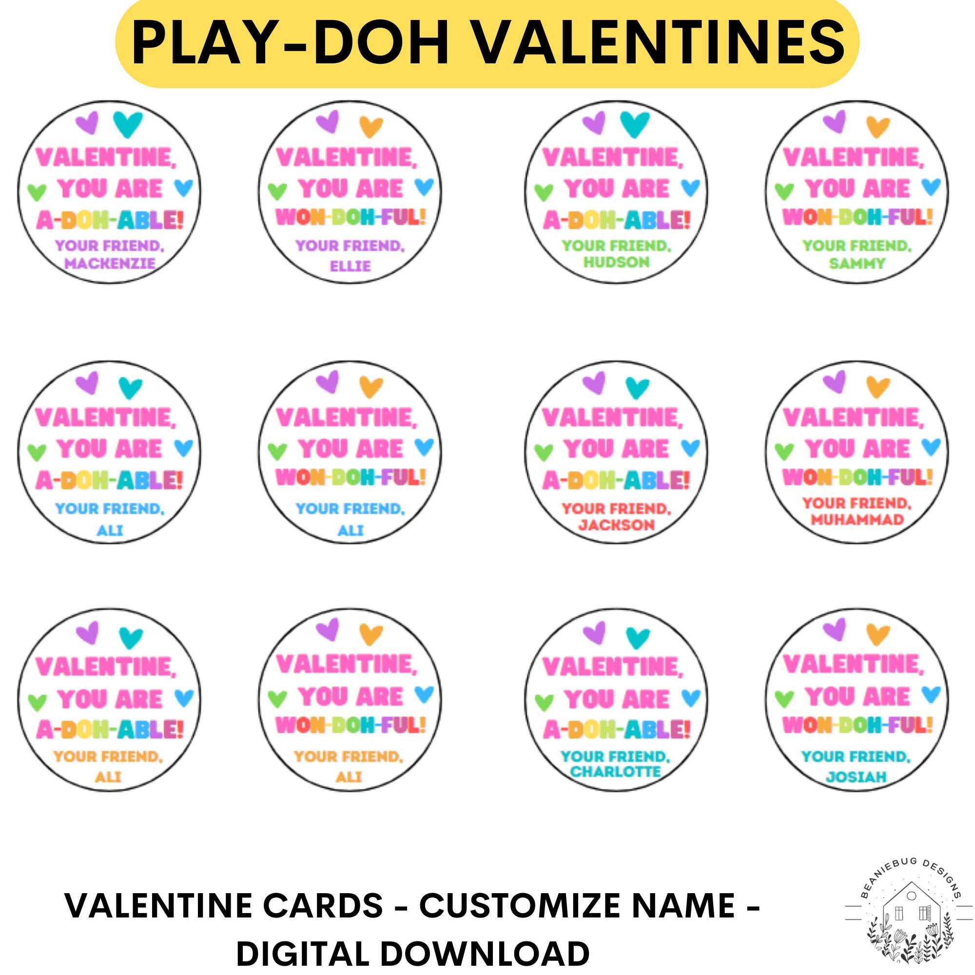 Play-doh Valentine's Day Card, Printable Gift Tag, Kids Classroom ...