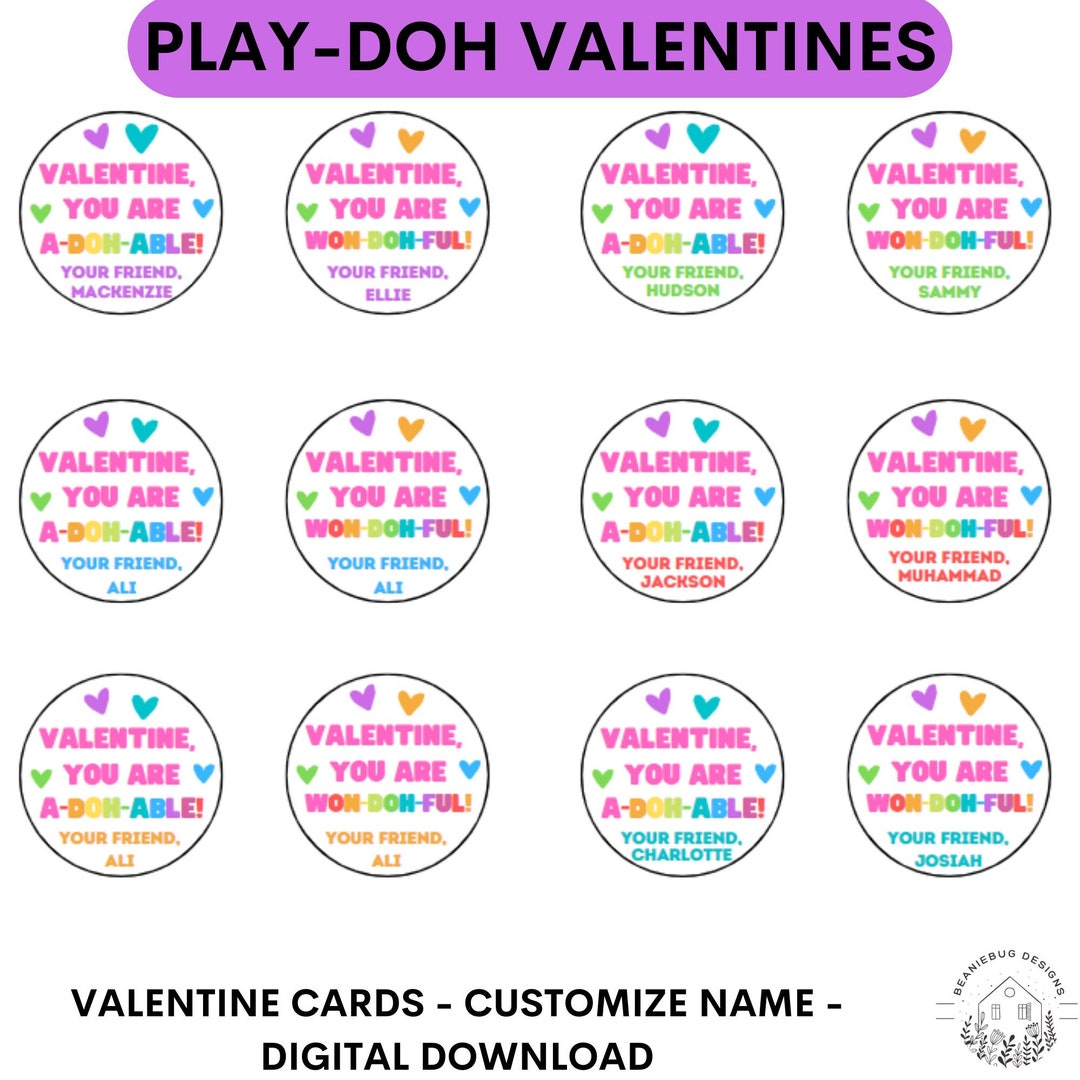 Play-doh Valentine's Day Card, Printable Gift Tag, Kids Classroom ...
