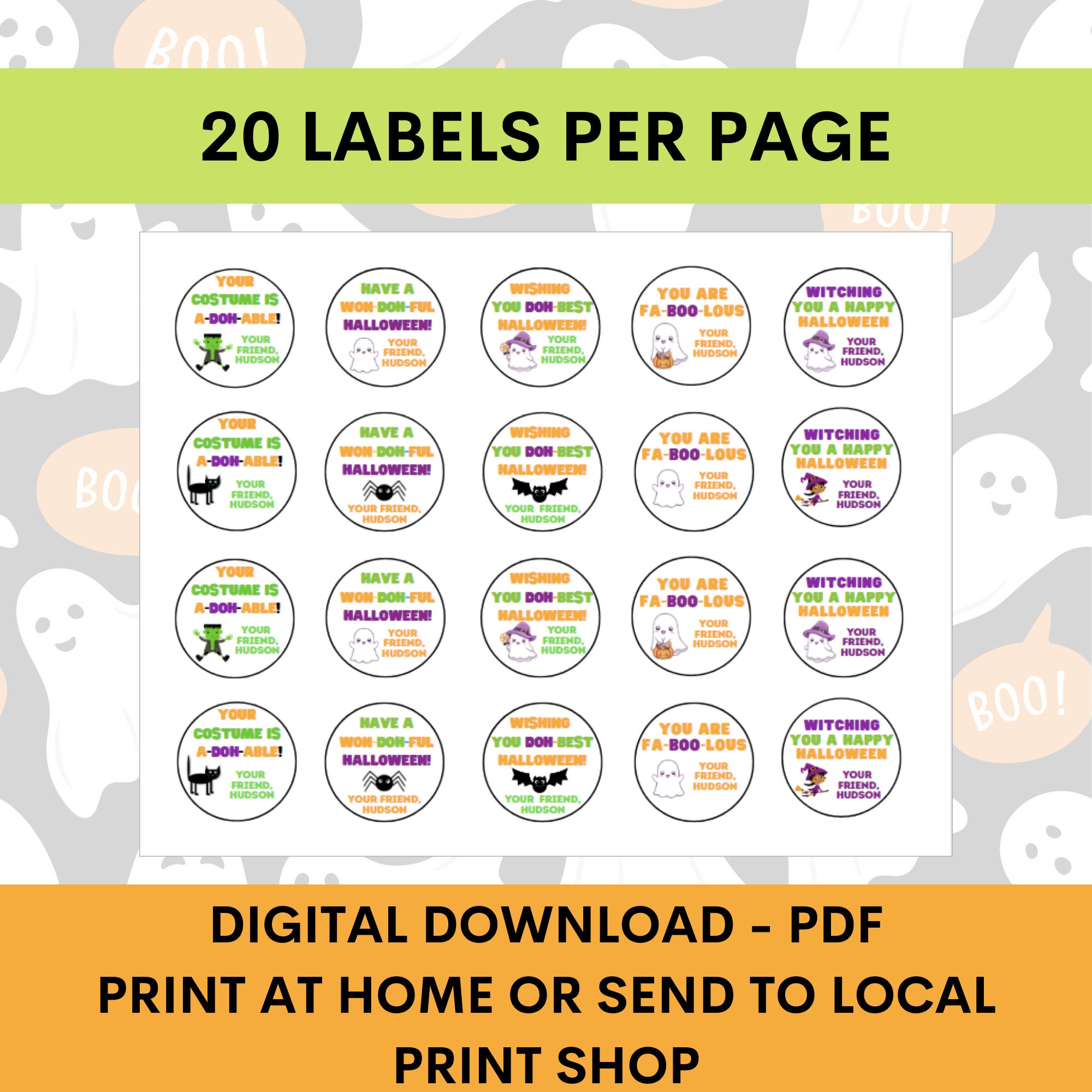 Play-doh Halloween Labels, Customized, Printable Gift Tag, Kids ...
