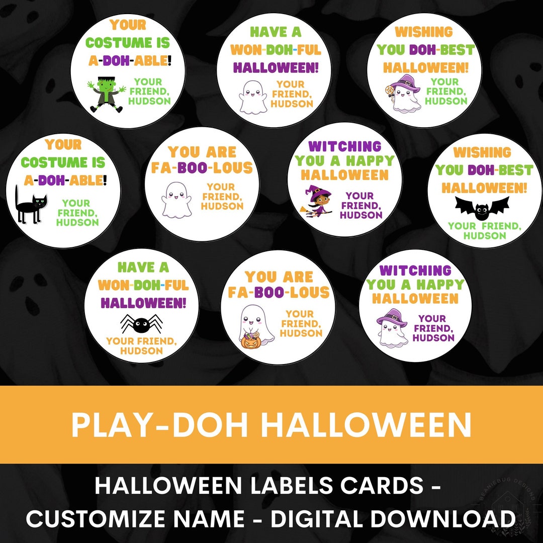 Play-doh Halloween Labels, Customized, Printable Gift Tag, Kids ...
