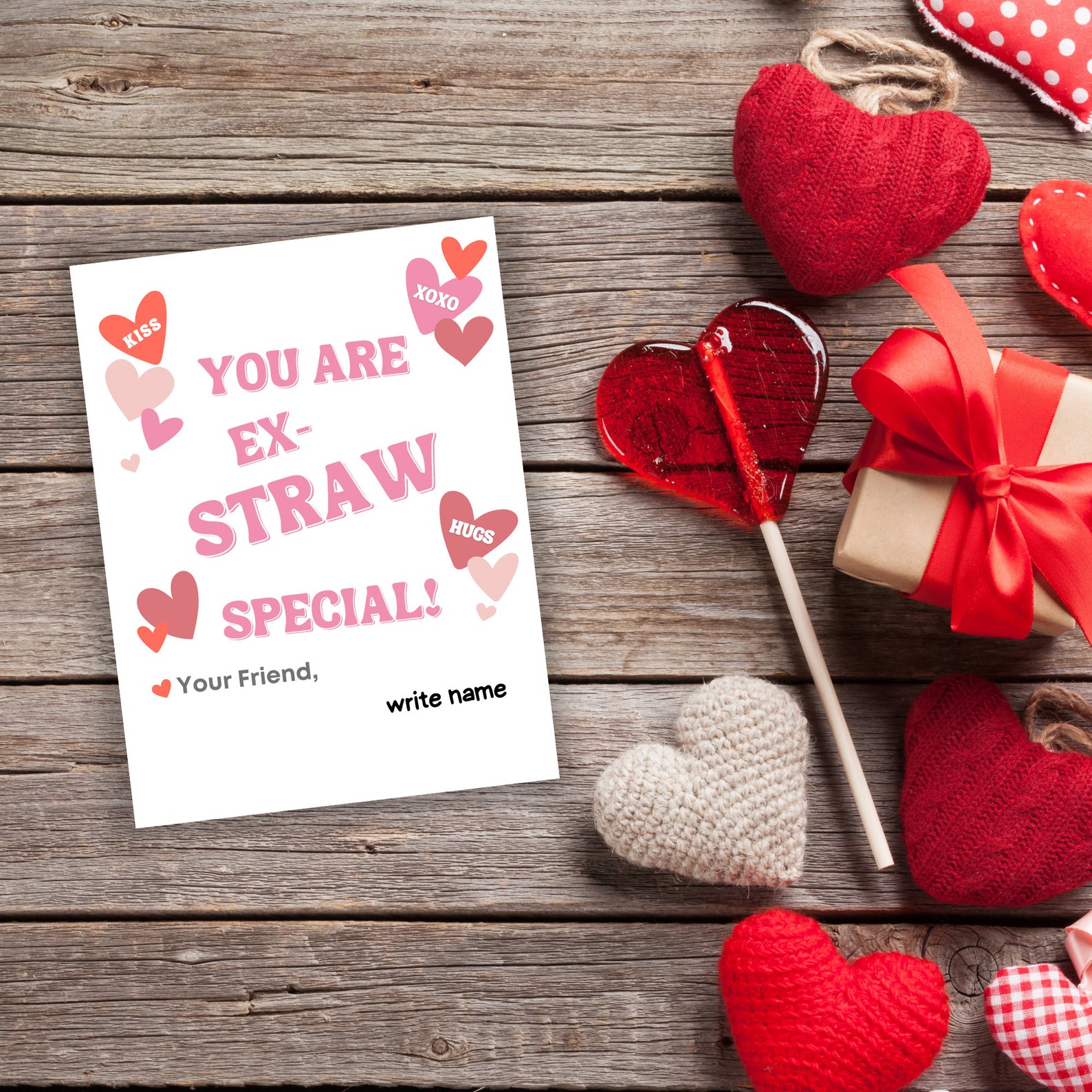 You Are Ex-straw Special Valentine's Day Card, Printable Gift Tag, Kids ...