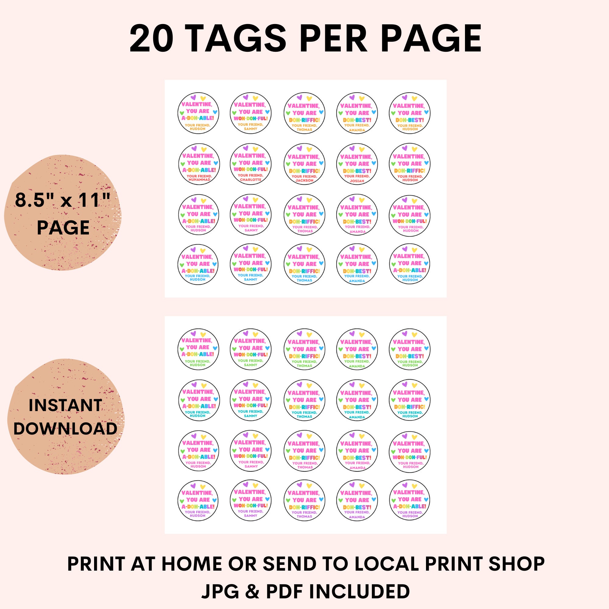 Play-doh Valentine's Day Card, Printable Gift Tag, Kids Classroom ...