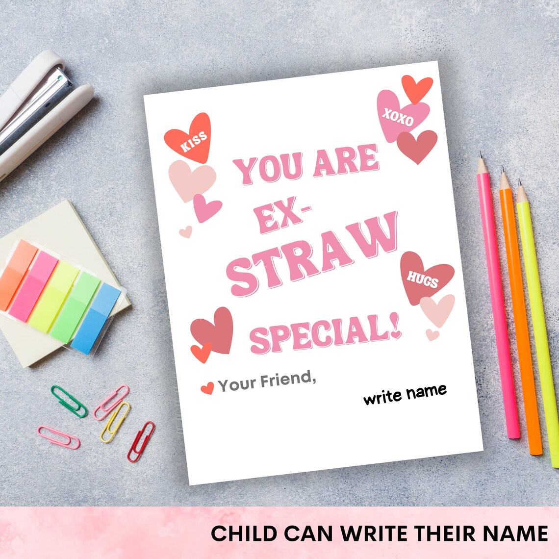 You Are Ex-straw Special Valentine's Day Card, Printable Gift Tag, Kids ...