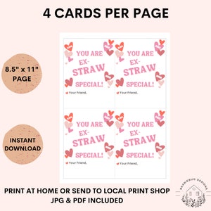 You Are Ex-straw Special Valentine's Day Card, Printable Gift Tag, Kids ...