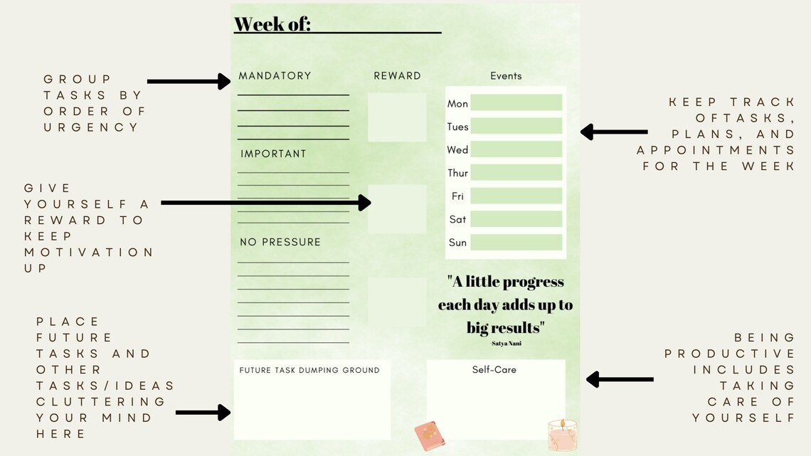 Weekly ADHD Planner- Printable PDF- Digital Weekly Planner Template - Etsy
