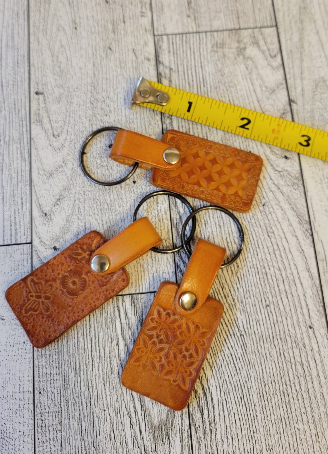 Hand-tooled Leather Tag Style Keychain - Etsy