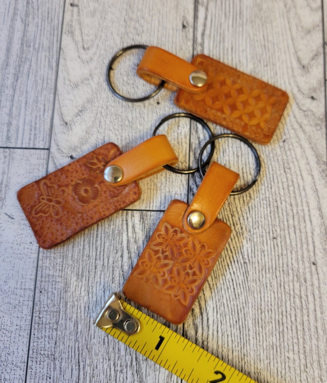 Hand-tooled Leather Tag Style Keychain - Etsy