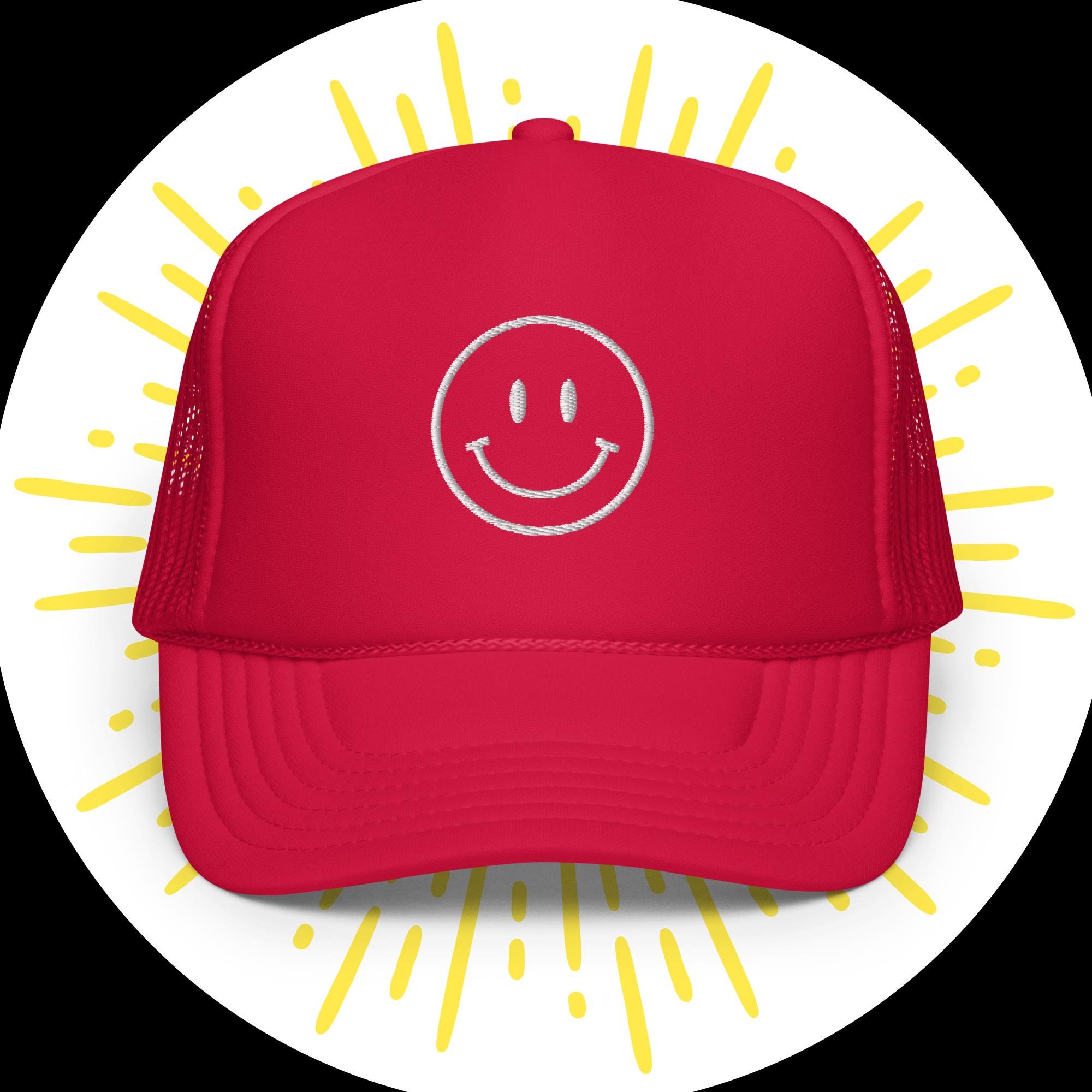 Y2K Retro Foam Trucker Hat Smiley Face Hat 70s Vintage Design ...