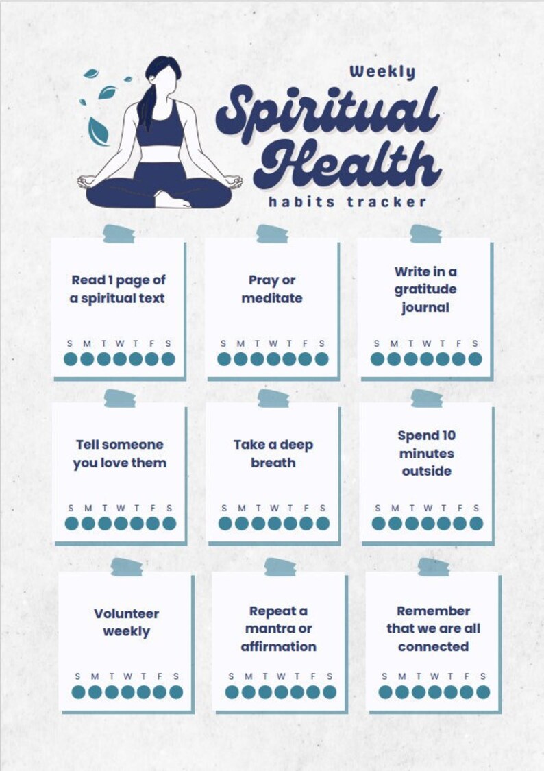 Digital Weekly Spiritual Habits Tracker Printable - Etsy