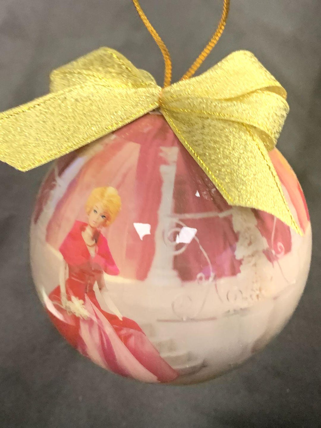 Vintage 1997 Round MATTEL MATRIX Pink Barbie Decoupage Christmas ...