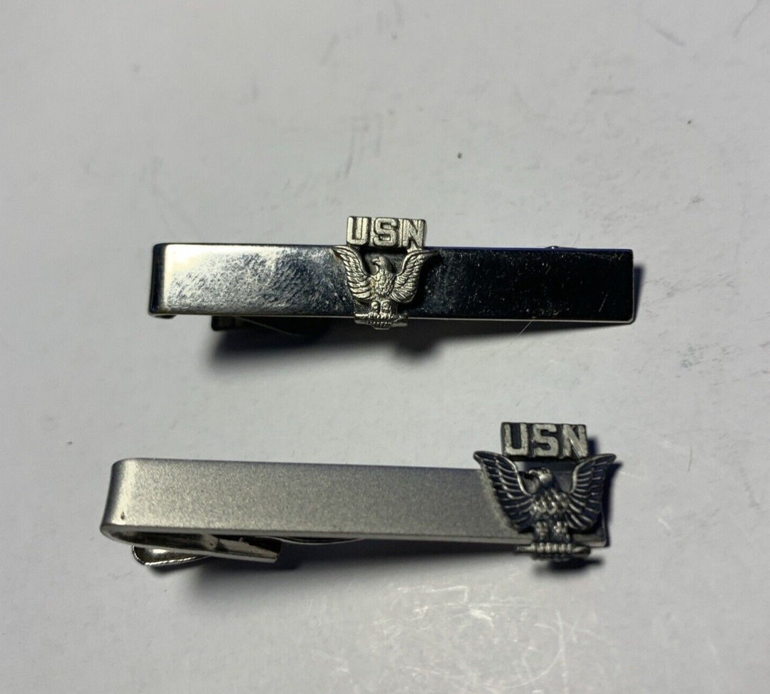 Vintage U.S Military Navy U.S.N EAGLE Easy Clip-on Tie Clasp Set of 2 ...