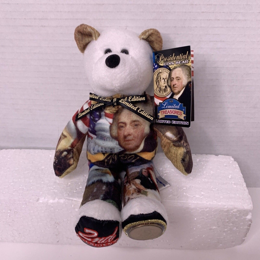 John Adams Presidential Teddy Bear With Uncirculated United States Mint ...