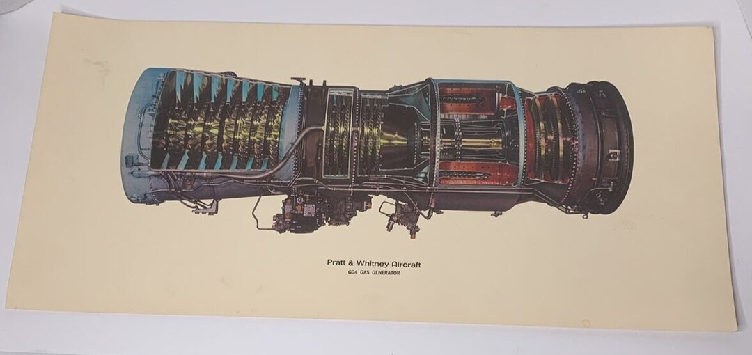 Vintage Card Stock Poster Art Hanging Illustration by Pratt and Whitney ...