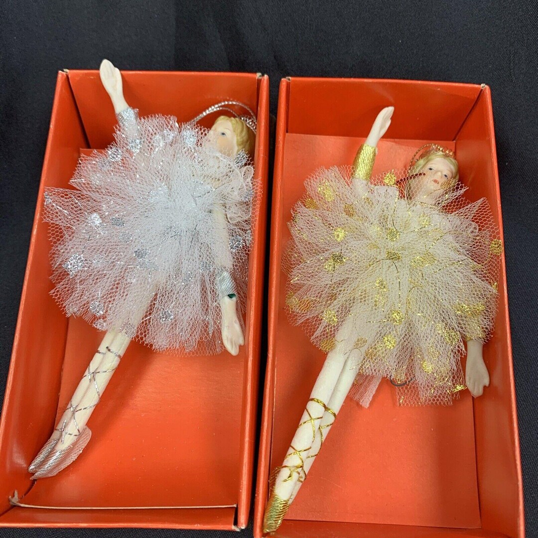 Vintage Suzi and Michelle Ballerina Porcelain Christmas Ornaments Lot ...