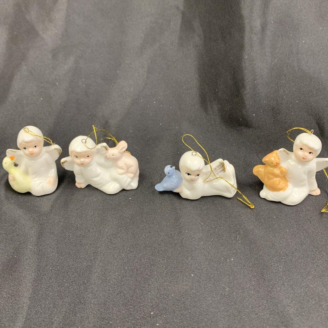 Vintage Christmas Around the World Bone China Angel Ornaments Set of 4 ...