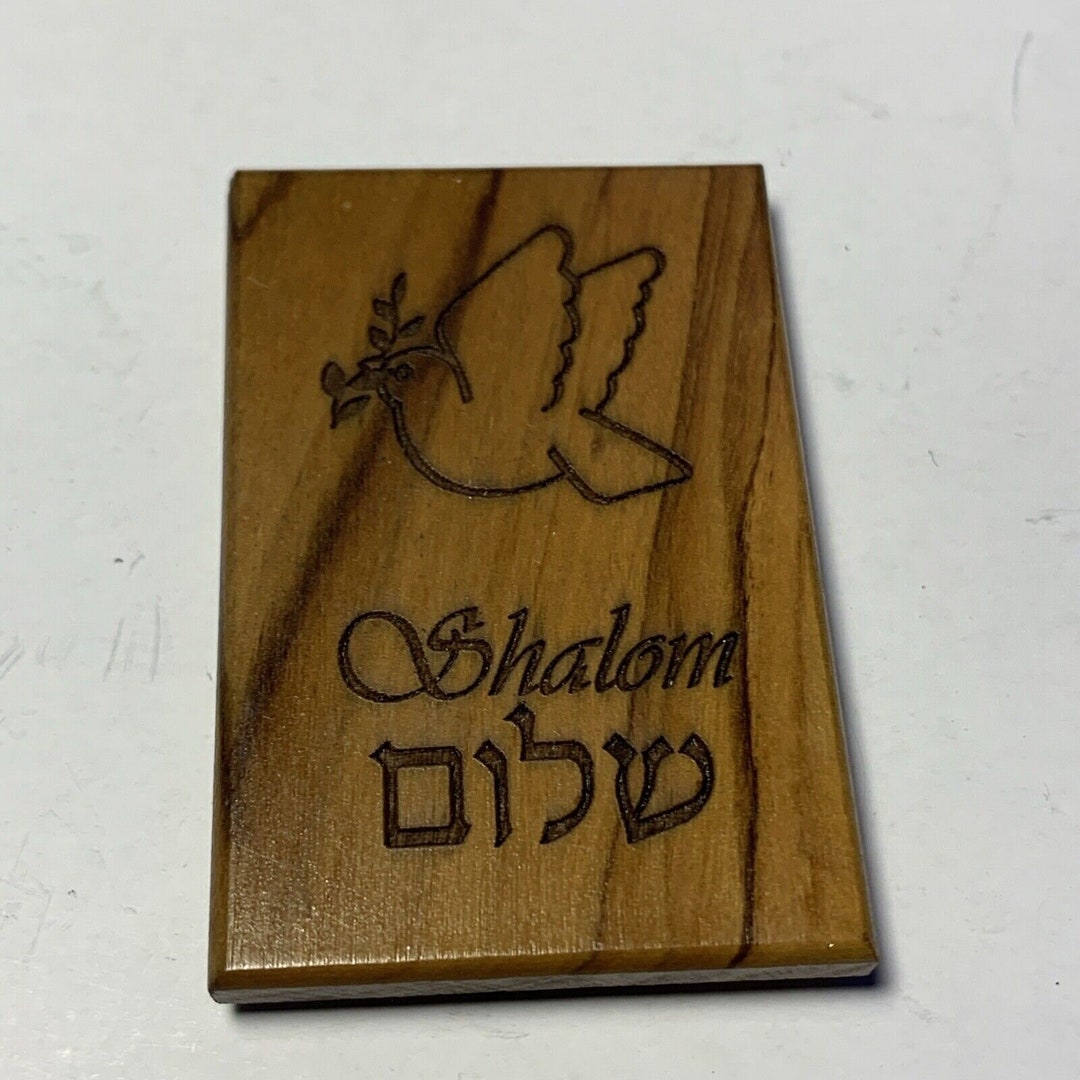 Vintage Engraved Olive Wood Peace Dove Decorative Fridge Magnet With ...