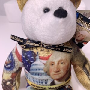 George Washington Teddy Bear With Imprinted Photos and Uncirculated ...
