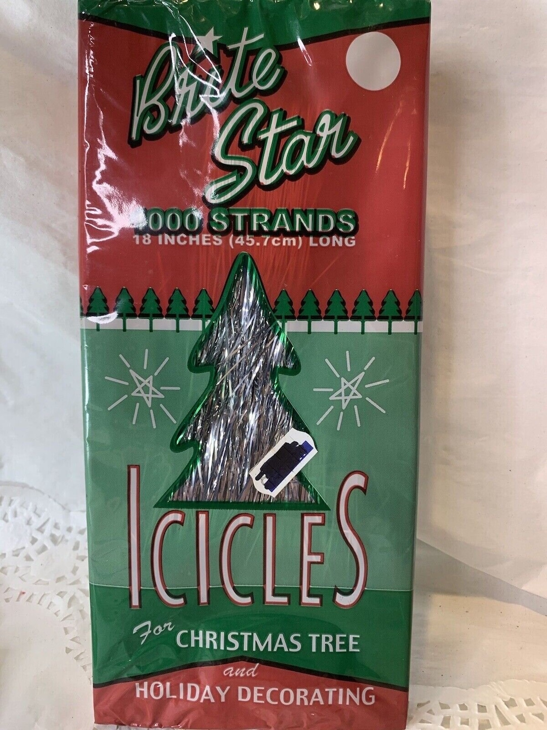 Vintage Bright Star Icicles Christmas Tinsel 1000 Strands Sealed Box ...