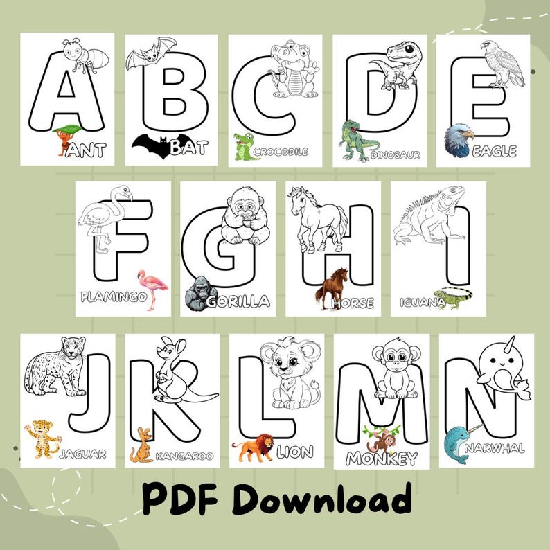 Alphabet Coloring Pages, ABC Coloring Book, Printable Alphabet Coloring ...