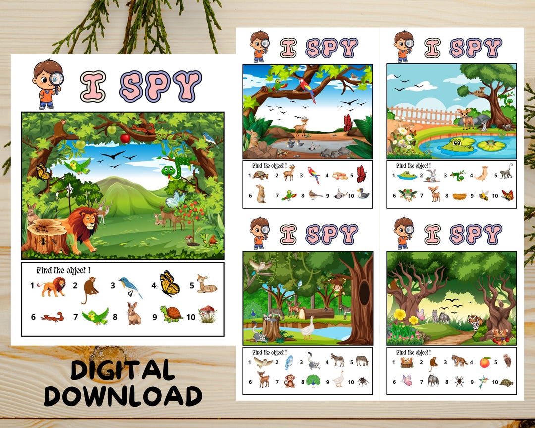 I Spy Animals, 10 Seek and Find Games, Counting Activity, Toddler ...