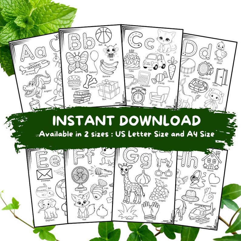 Alphabet Letter Coloring Pages for Kids, Alphabetic Coloring, Cute ...