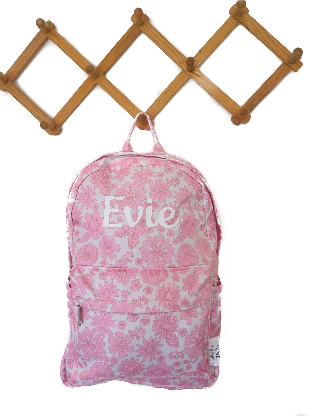 Large School Sized Personalised Kids Backpack Pink Flowers - Etsy